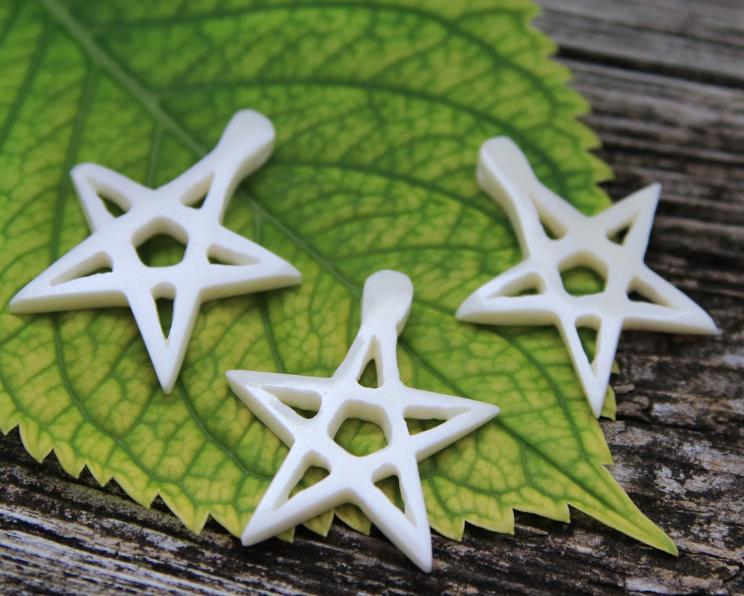 Carved Bone Pentagram Pendant Star Charm the Five Elements of Life ...