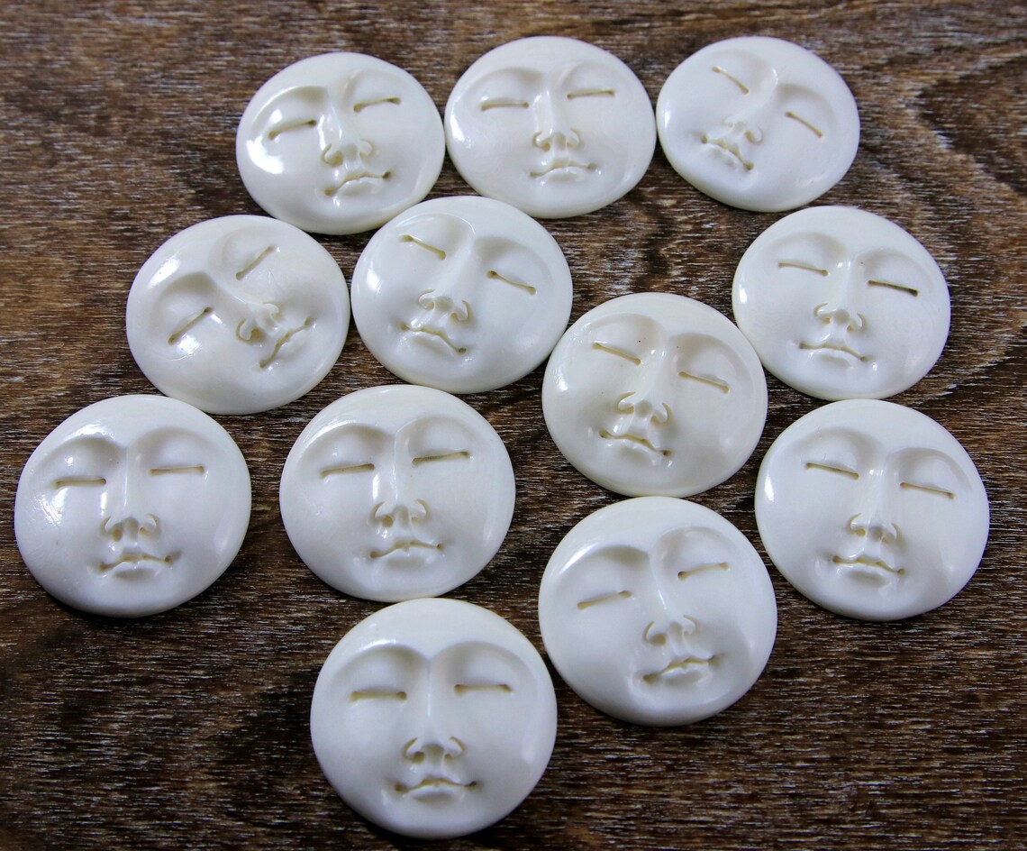 30mm Carved Bone Moon Face Cabochon: Meditation Jewelry Setting - Etsy