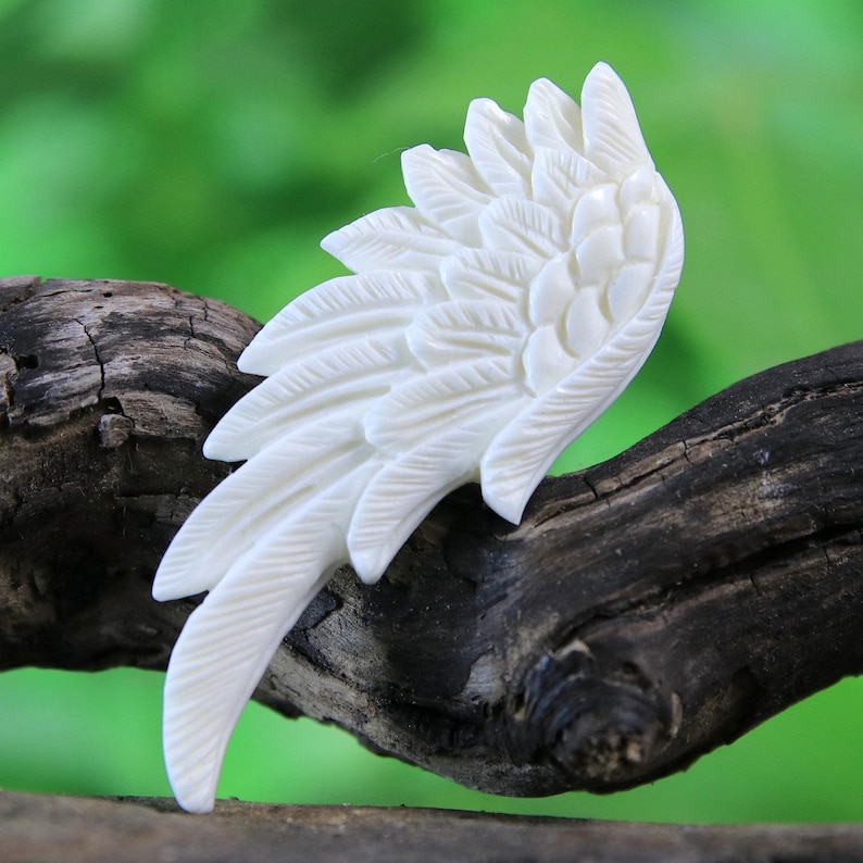 Angel Wings Carved Bone Feather Cabochon Bohemian Jewelry Making - Etsy