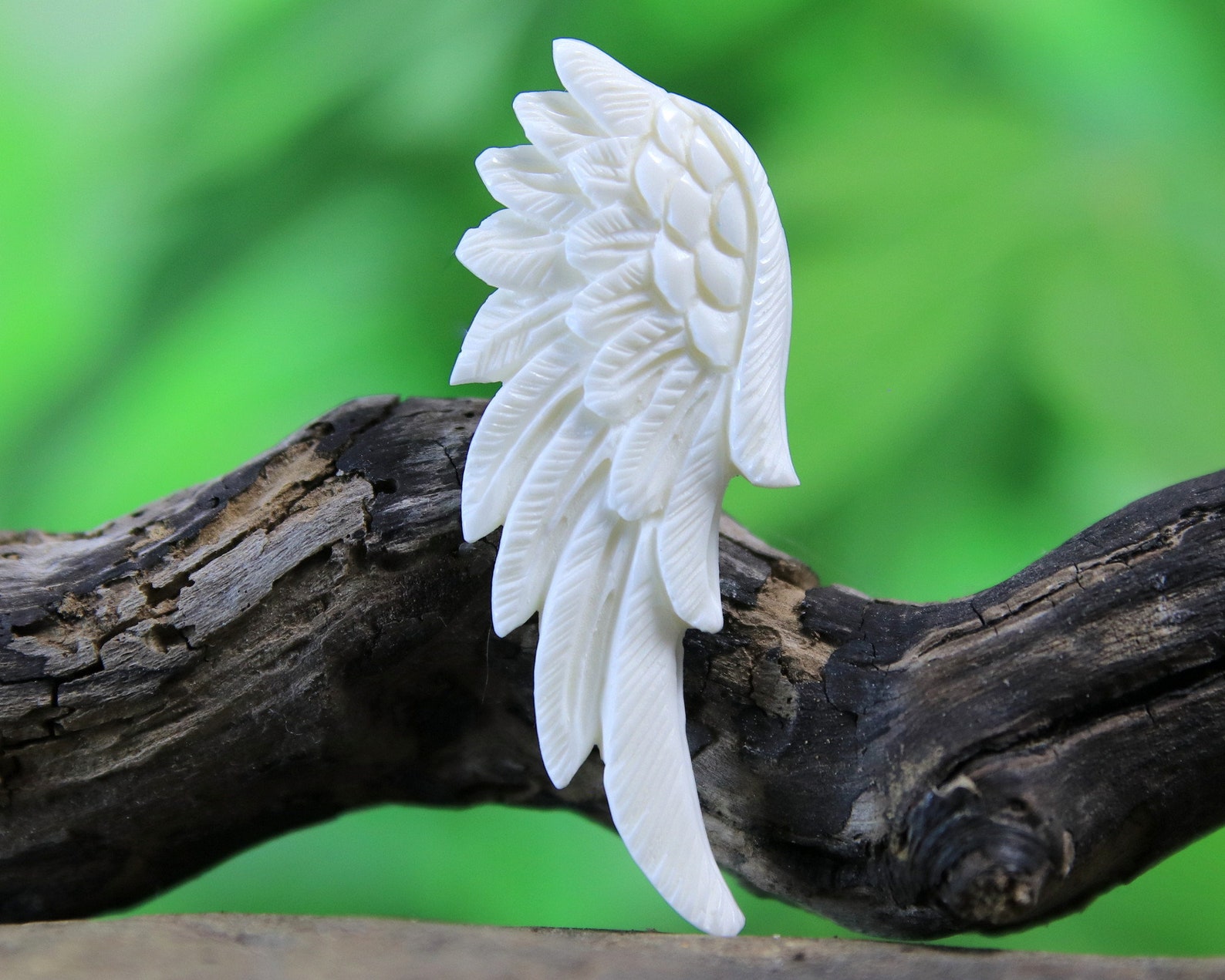 Angel Wings Carved Bone Feather Cabochon Bohemian Jewelry Making - Etsy