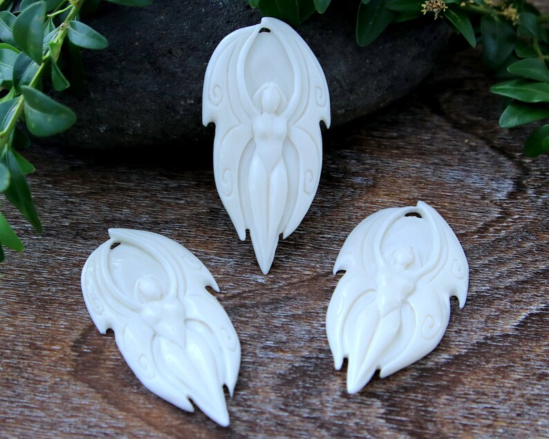 Hand Carved Bone Goddess Pendant Guardian Angel Carving - Etsy
