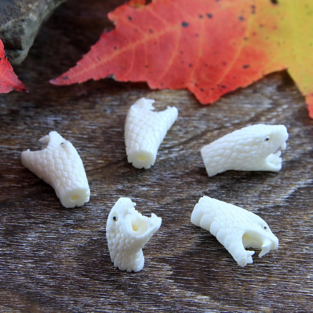 Snake Head Sculpture Hand Carved Bone Pendant Beads Center Drilled - Etsy