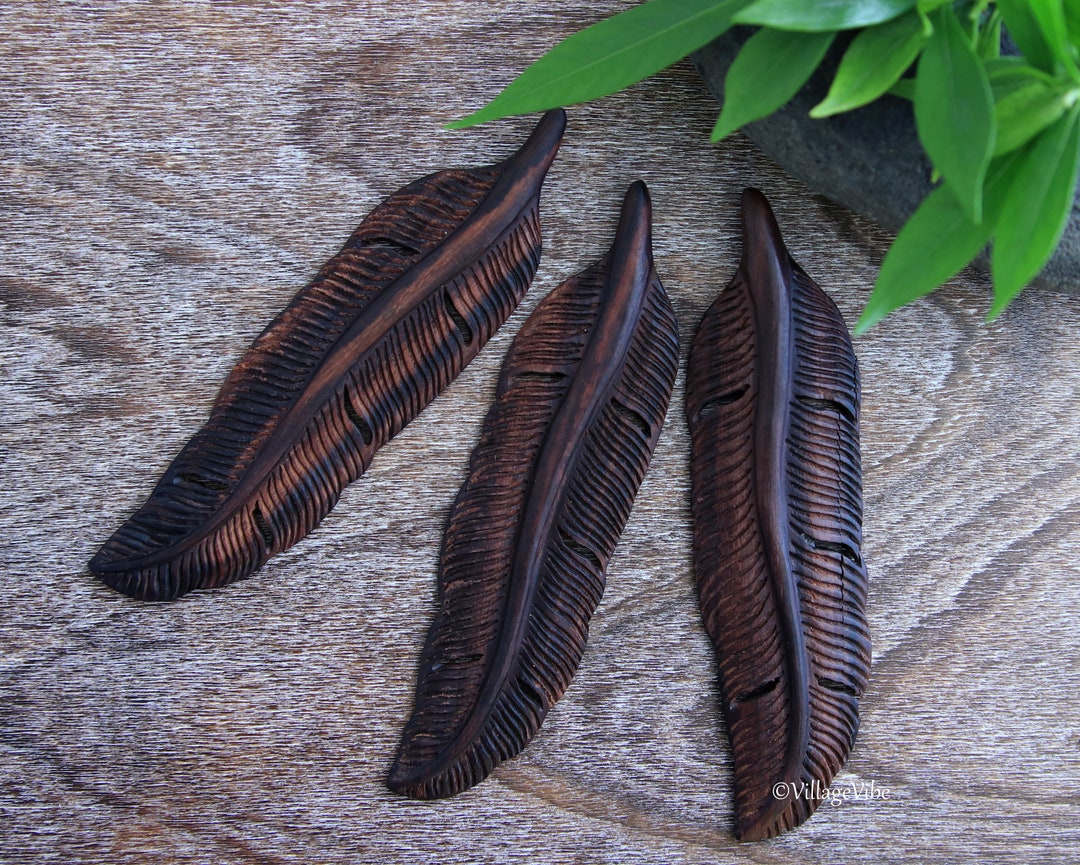 Extra Large Hand Carved Wood Feather, Jewelry Making Supply - Etsy