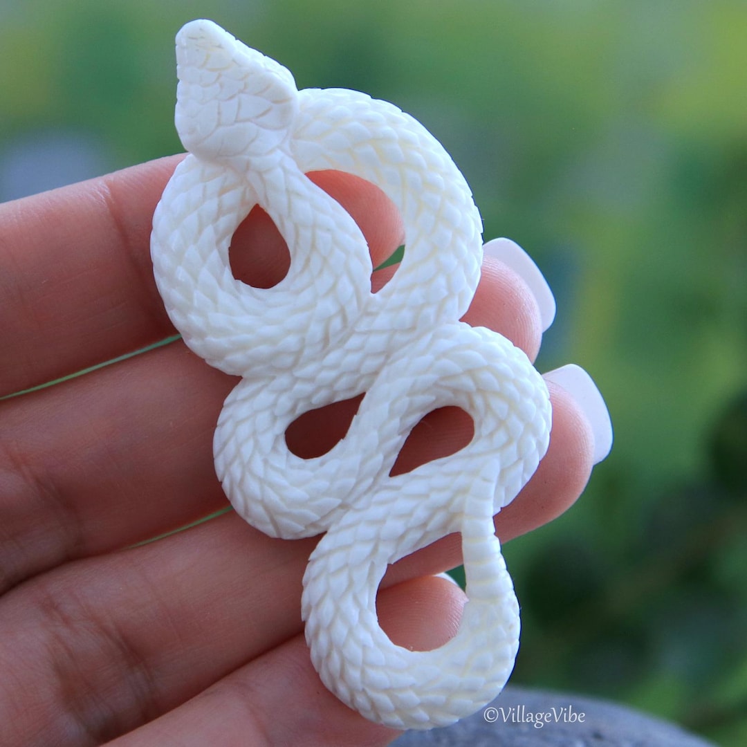 Hand Carved Bone Snake Pendant Realistic Sculpture - Etsy