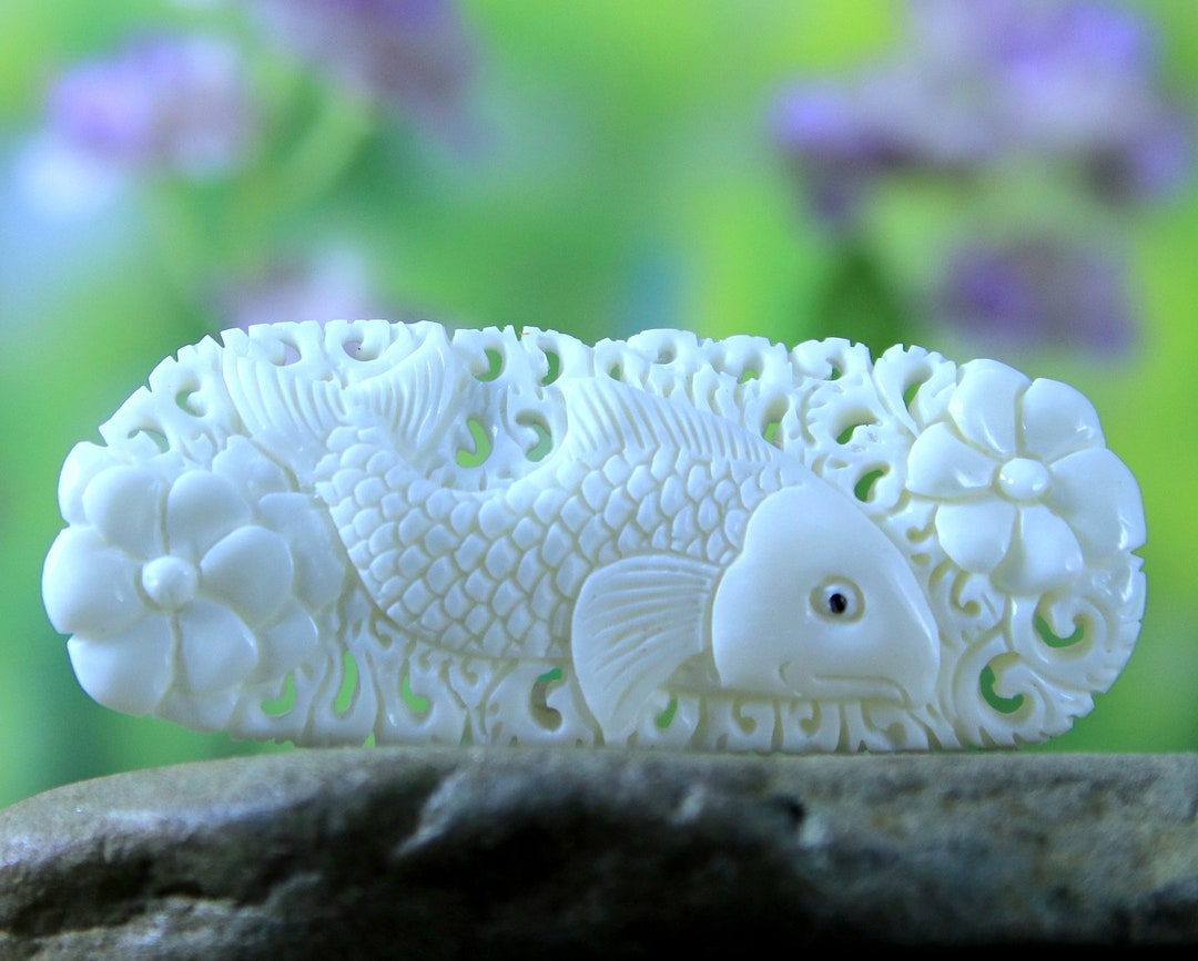 Large Fish Sculpture Hand Carved Bone Cabochon - Etsy