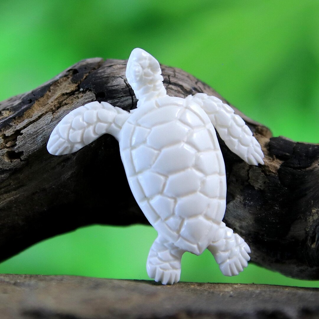 Sea Turtle Charm Hand Carved Buffalo Bone Cabochon Realistic Carving - Etsy