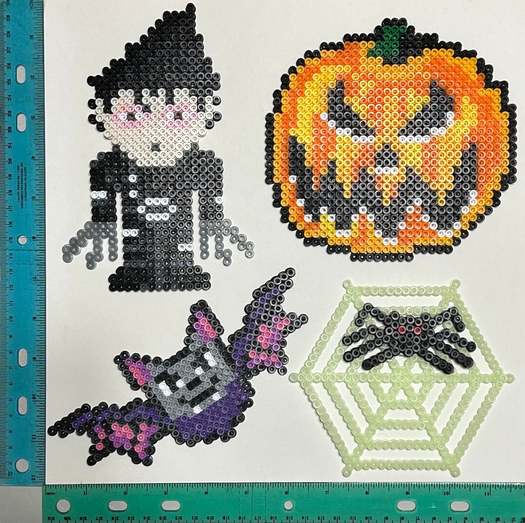 Halloween Perler Creations (scary Pumpkin, Ed Scissorhands, Bat, Spider ...