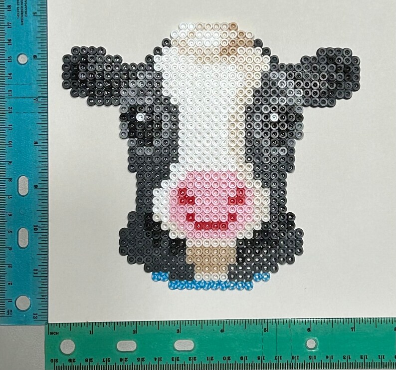 Perler Bead Pixel Art Cute Cow Face - Etsy