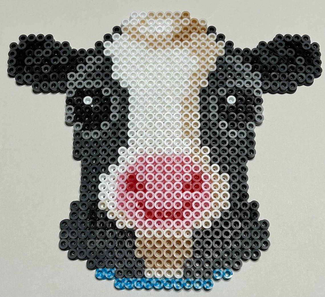 Perler Bead Pixel Art Cute Cow Face - Etsy