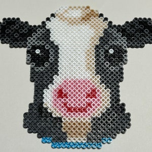 Perler Bead Pixel Art Cute Cow Face - Etsy