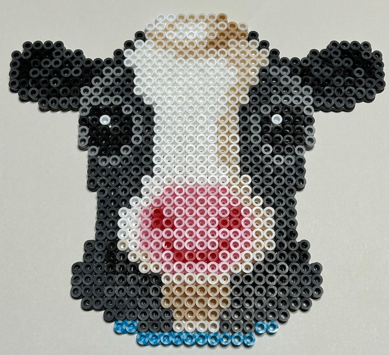 Perler Bead Pixel Art Cute Cow Face - Etsy