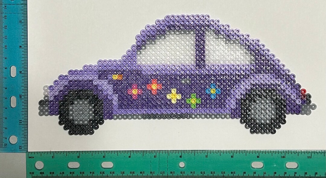 Perler Bead Pixel Art Volkswagen Beetle Vw Bug With Flowers Etsy