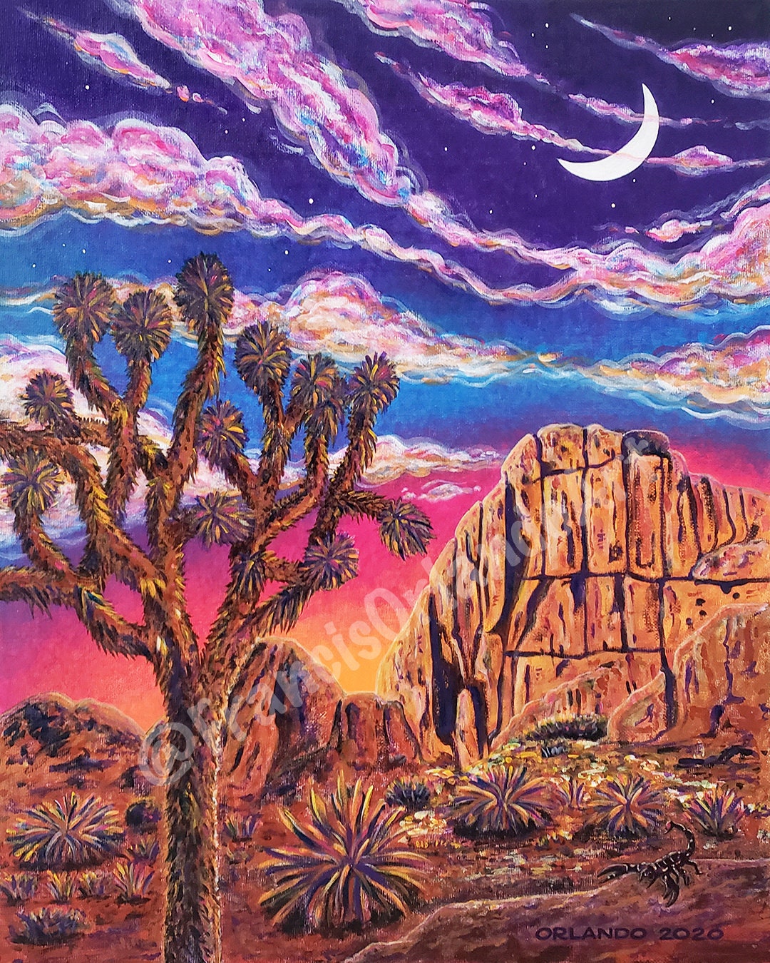 Joshua Tree Sunset With Scorpion - California Desert - Etsy