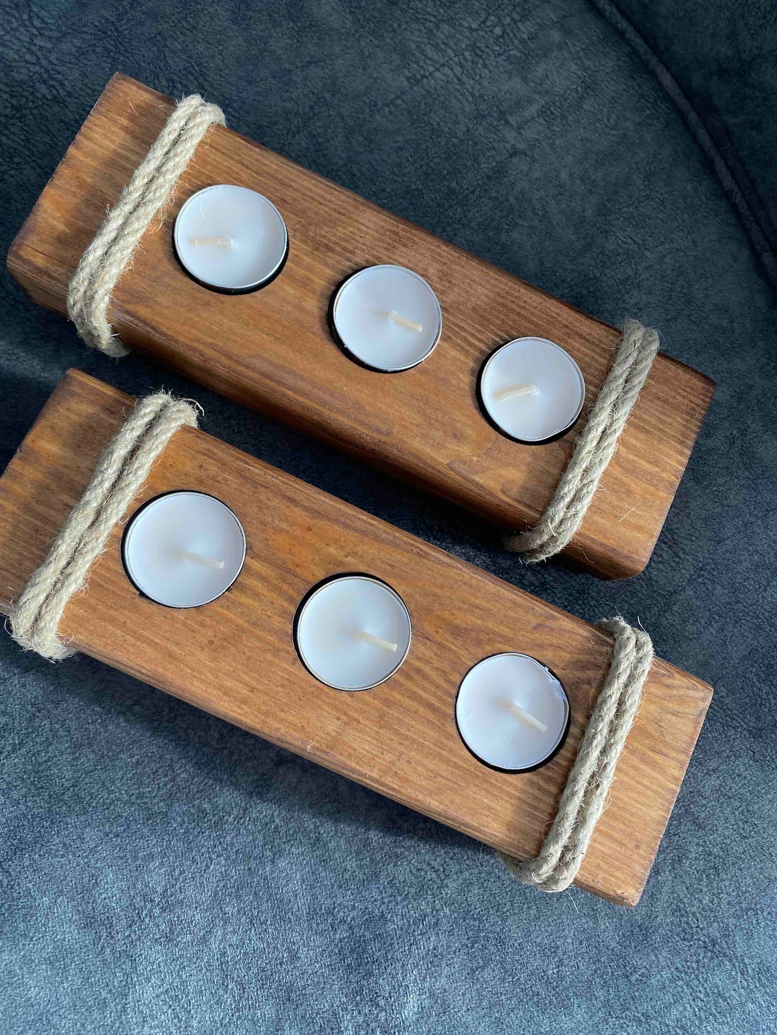 Rope Decorative Candle Holder, Wooden Candle Holder, Reclaimed Wood ...