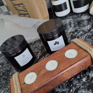 Rope Decorative Candle Holder, Wooden Candle Holder, Reclaimed Wood ...