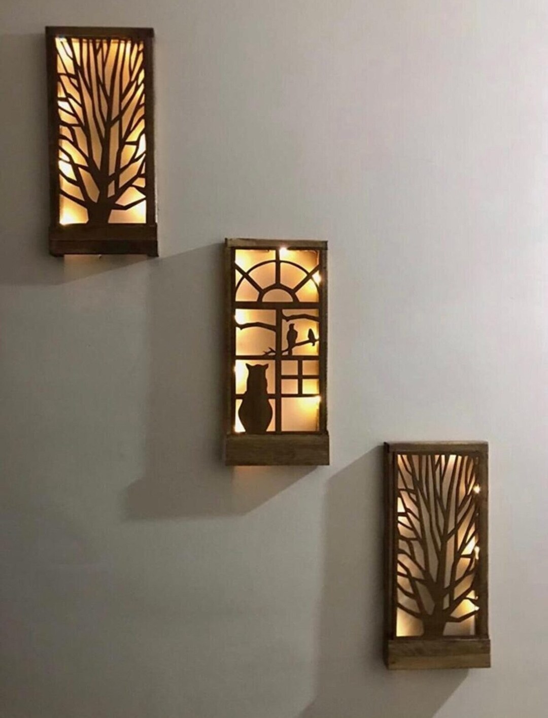 Handmade Wooden Led Wall Decor Wall Decoration With LED - Etsy