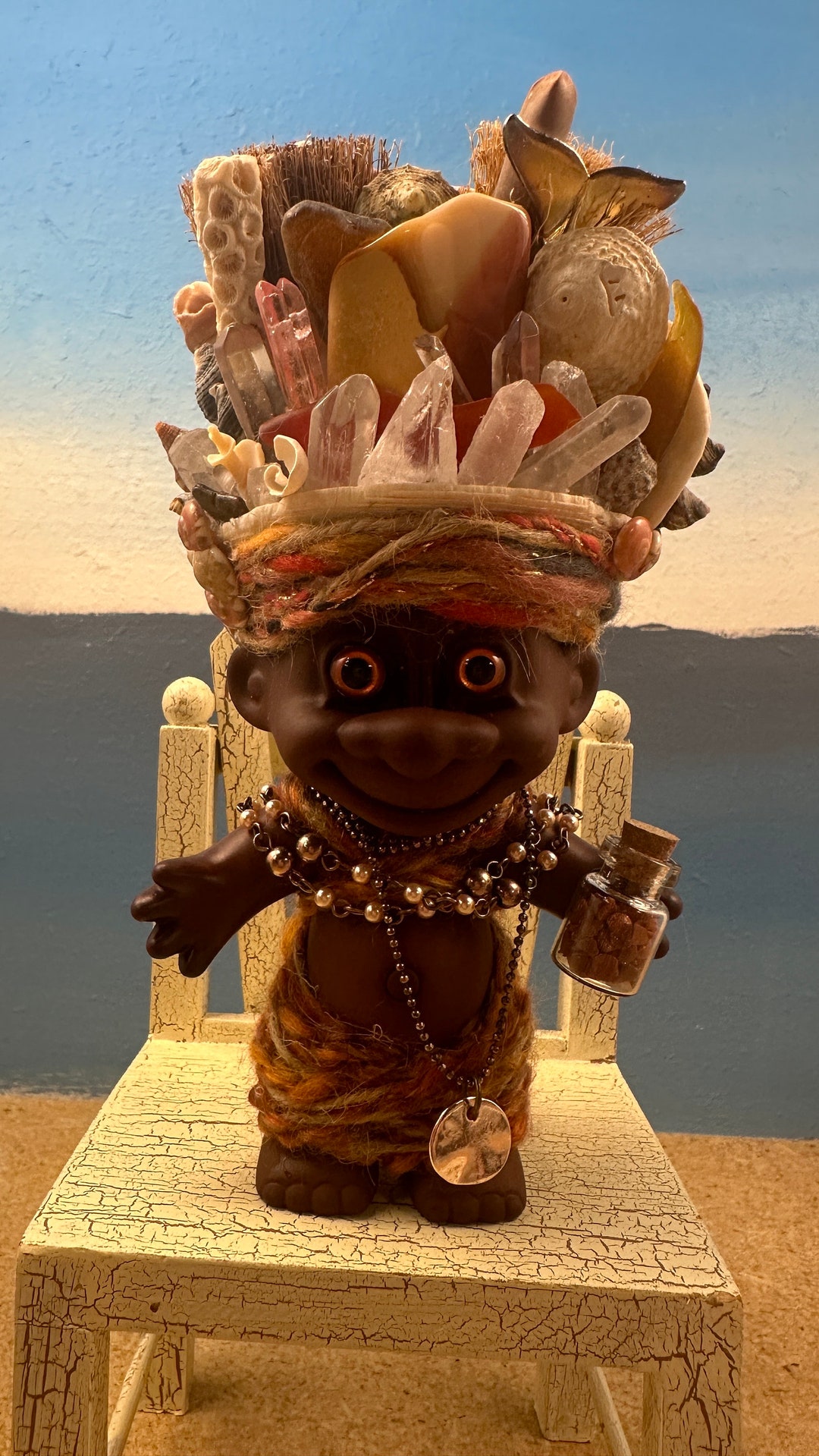 Russ, Dam, Uneeda, Treasure Troll, OOAK Troll, Vintage Troll, Seashells ...