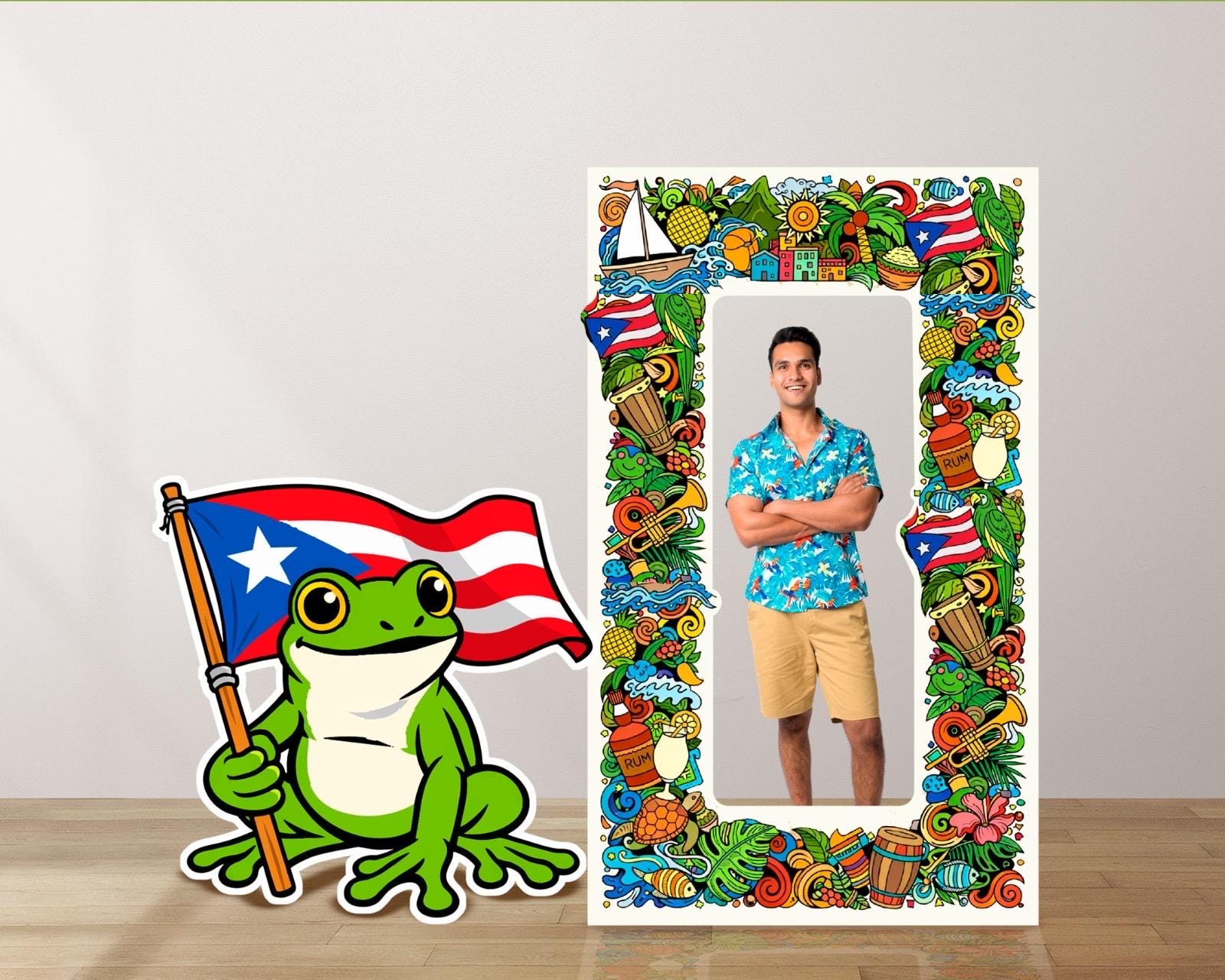Puerto Rican Photo Prop Set 5 Ft Photo Frame Coqui Puerto Rico Theme ...