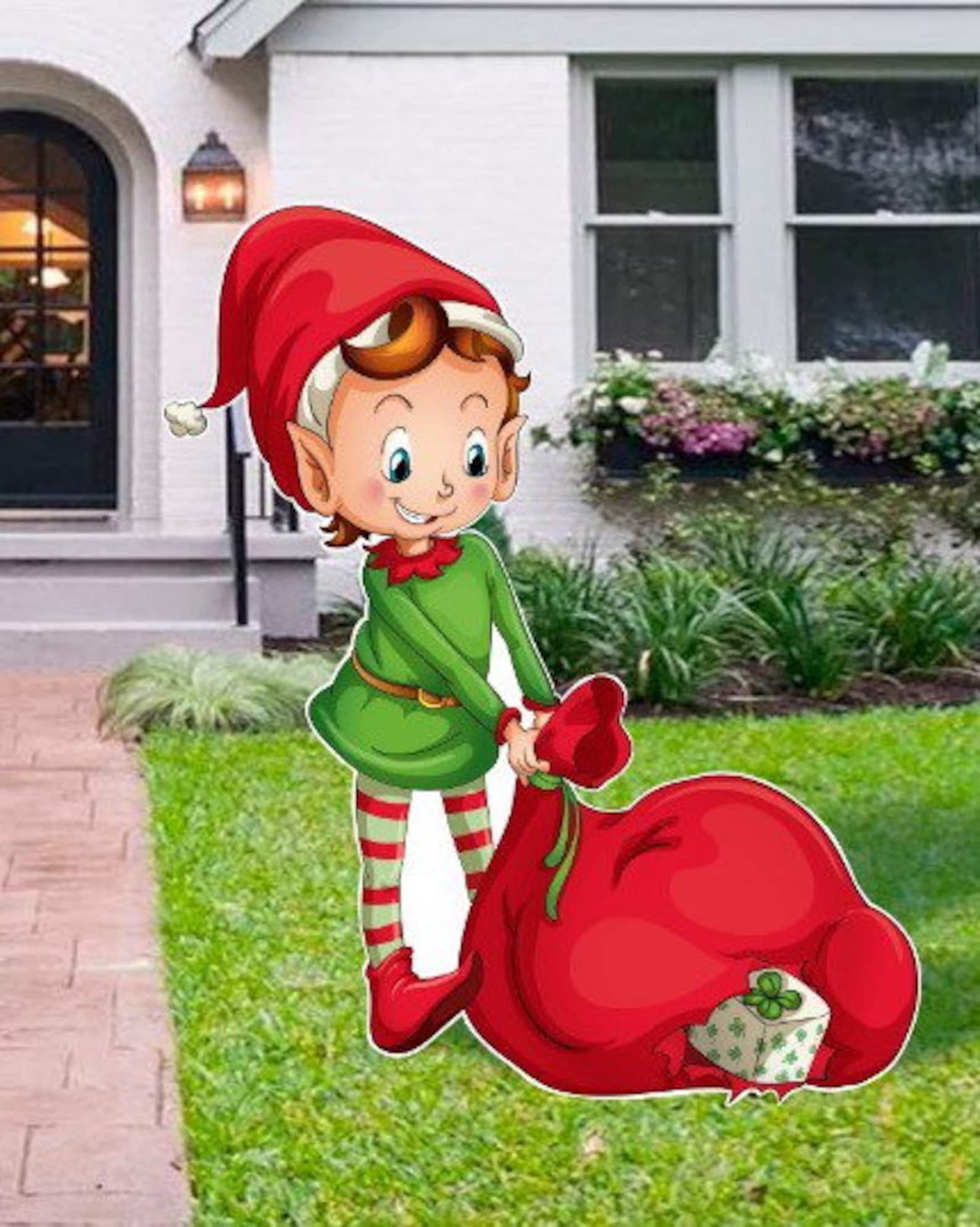 Elf With Ripped Bag and Present Falling/ Outdoor Christmas - Etsy