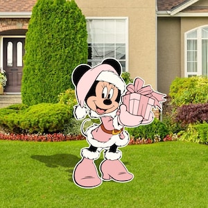 Pink Minnie Mouse Winter Wonderland Yard Sign - Disney Holiday Outdoor ...