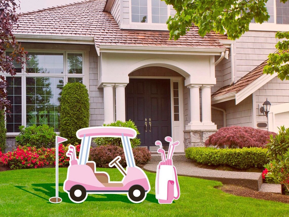 Pink Golf Party || Cut Outs for Backdrop Pink Golf Club Pink Golf Cart ...
