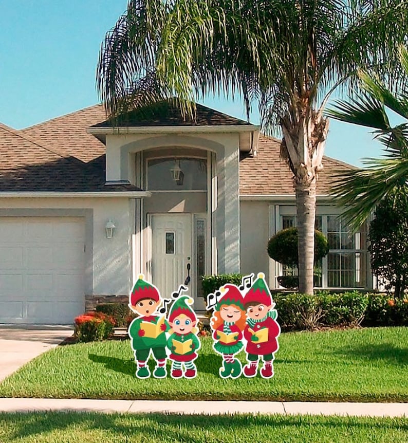 Elf Carolers Elfs Singing Christmas Outdoor Decoration - Etsy