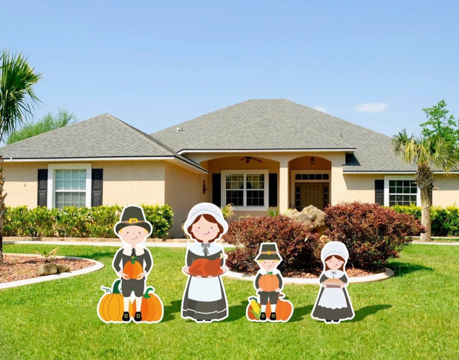 Happy Thanksgiving Pilgrims/outdoor Fall Decor / Yard - Etsy