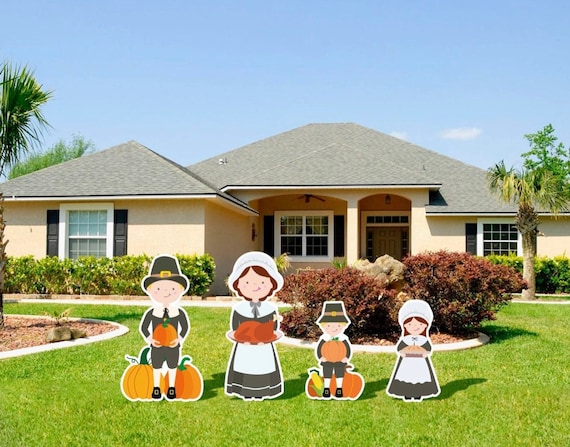 Happy Thanksgiving Pilgrims/outdoor Fall Decor / Yard - Etsy
