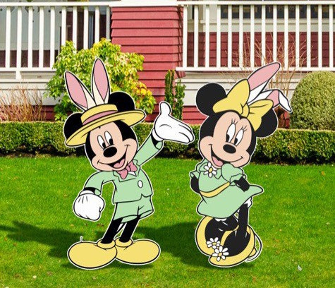 Easter Mickey and Minnie Yard Art || Easter Bunny Brunch Art Sign - Etsy