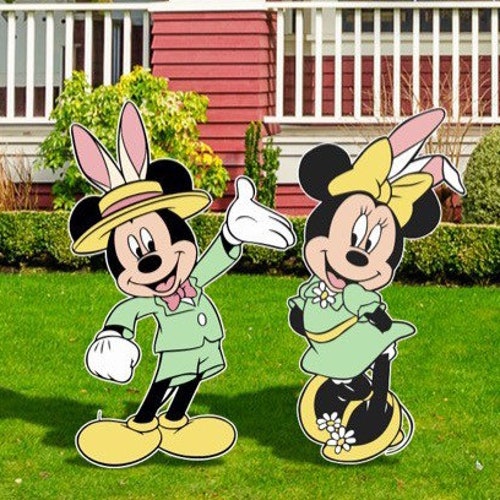 Easter Mickey and Minnie Mouse Yard Sign/yard Art/easter Yard - Etsy