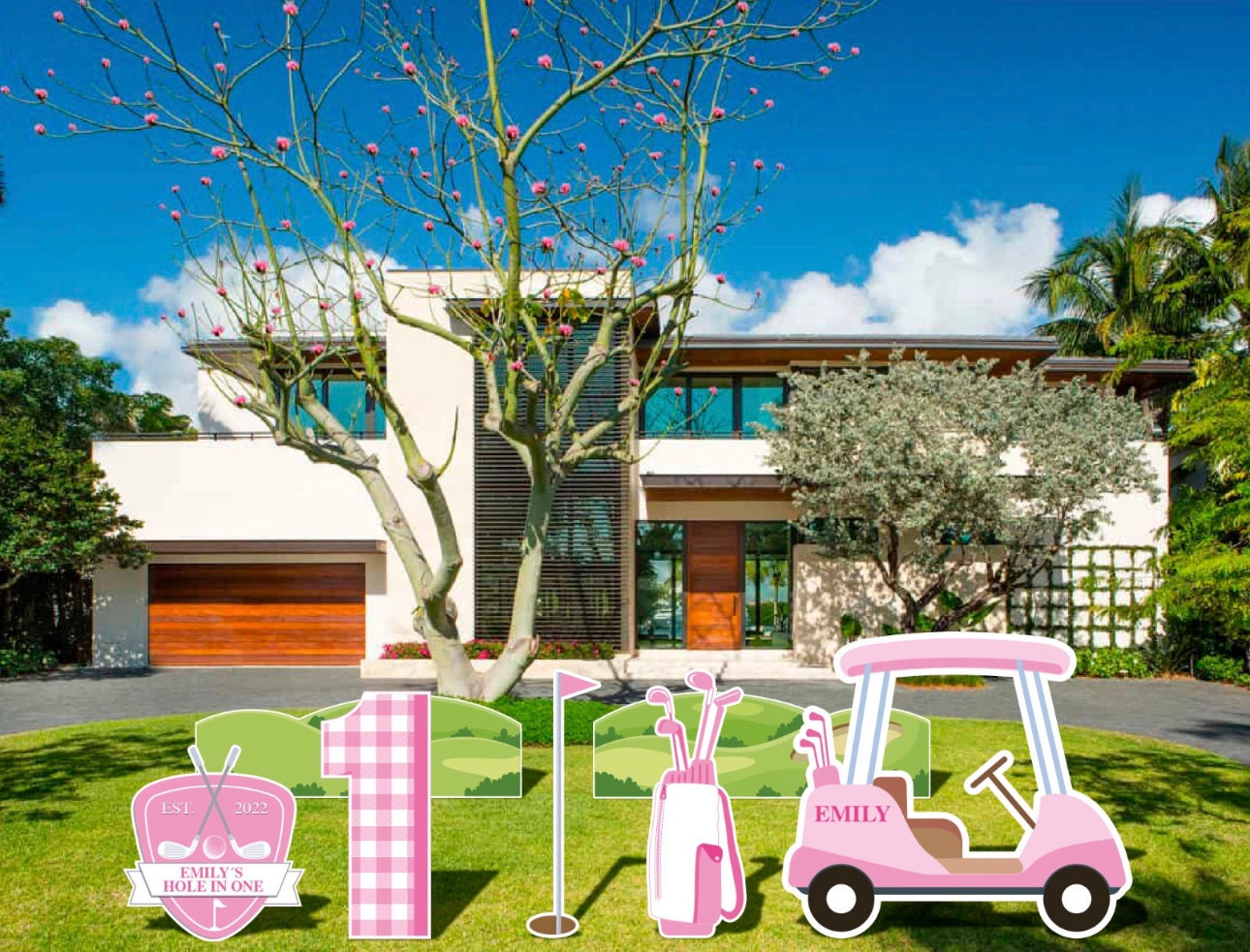 Pink Golf Party || Cut Outs for Backdrop Pink Golf Club Pink Golf Cart ...