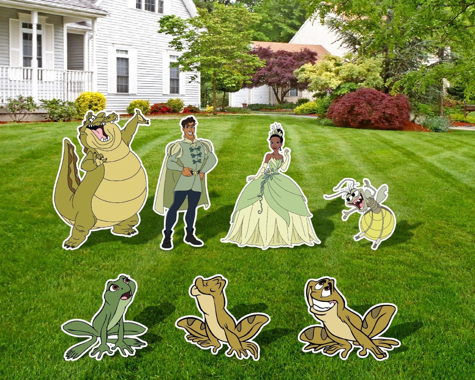 Tiana Princess and Naveen Yard Sign and Party Cutout Set With Frogs ...
