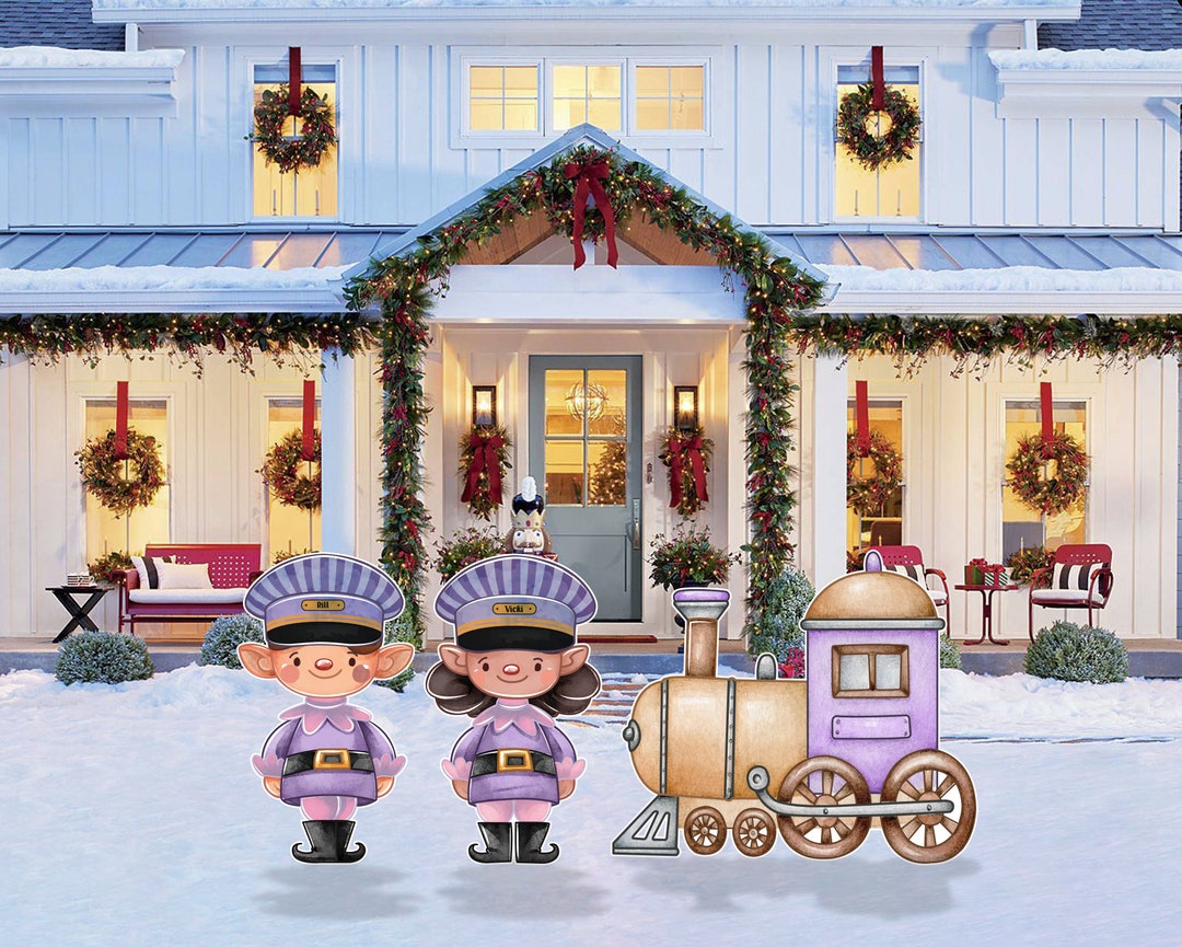 Customizable Elf Train Conductor Yard Sign Boy and Girl - Etsy