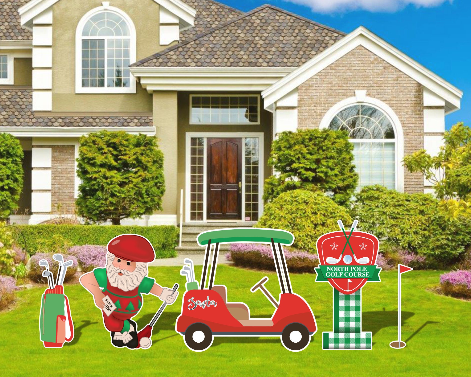 Golf Santa Christmas Yard Sign - Spread Holiday Cheer With a Golfing ...