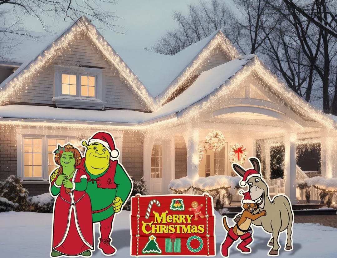 Merry Christmas From Shrek , Fiona Donkey and Puss and Boots With Merry ...