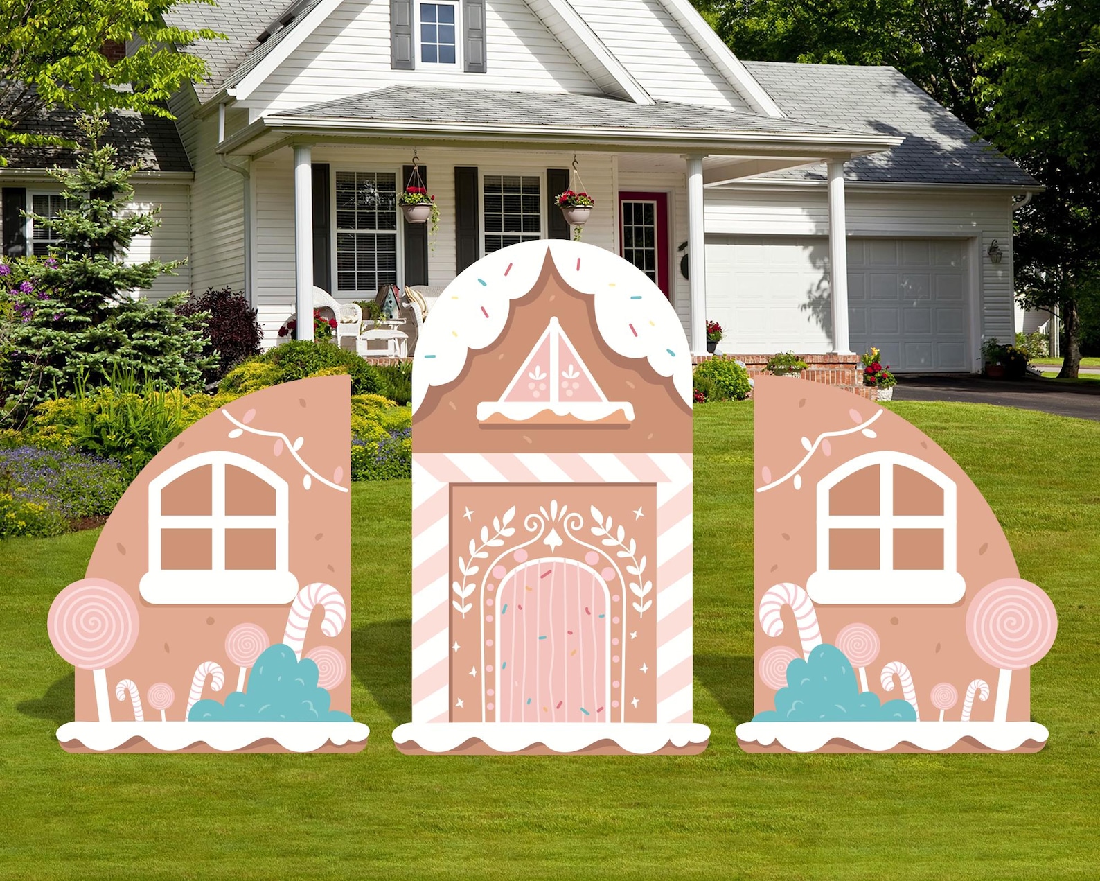 Gingerbread Set Christmas Party Holiday Pink Decor for Birthday Party ...