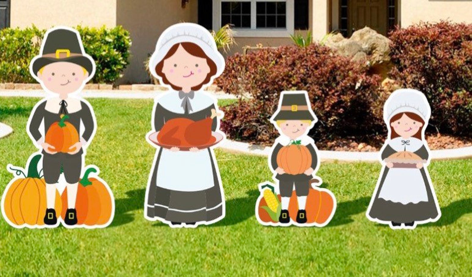 Happy Thanksgiving Pilgrims/outdoor Fall Decor / Yard - Etsy