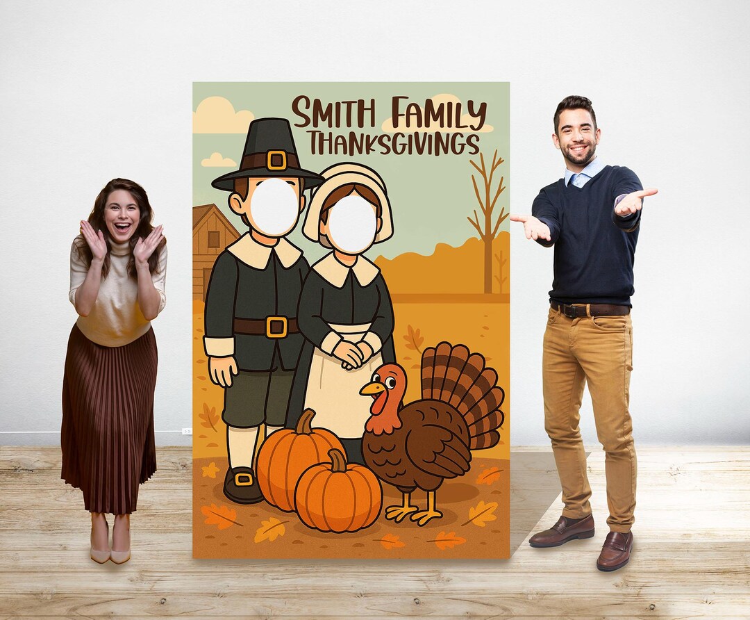 Personalized Thanksgiving Photo Prop – 6ft Tall Pilgrim & Turkey ...