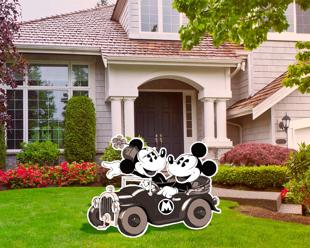 Vintage Mickey and Minnie in Classic Car Theme for Party Black and ...