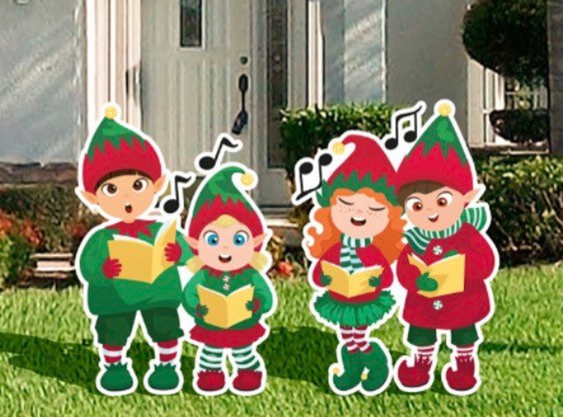 Elf Carolers Elfs Singing Christmas Outdoor Decoration - Etsy