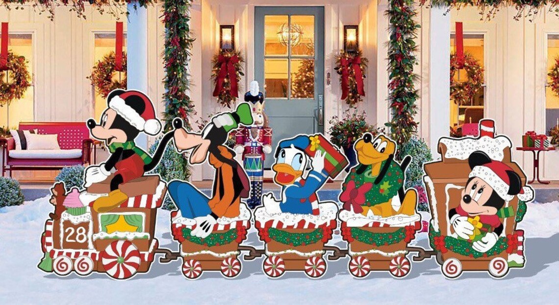 Mickey and Friends Merry Christmas Train Garden Decor/ Christmas ...