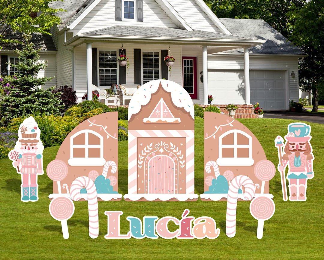 Gingerbread Set Christmas Party Holiday Pink Decor for Birthday Party ...