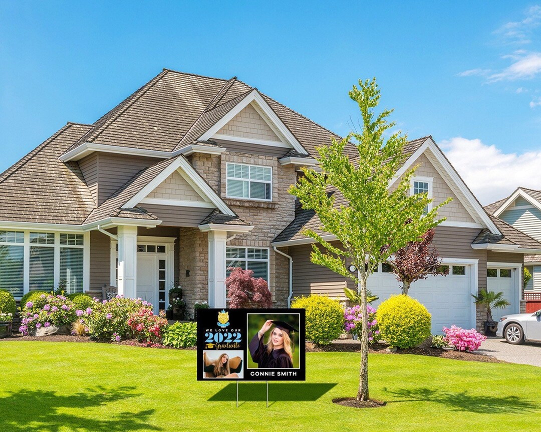 Graduation Customized Sign With Photo of Graduate and School Logo and ...