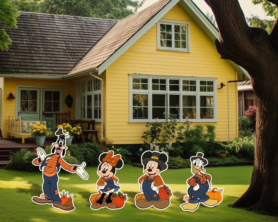 Fall Mickey Minnie Goofy Donald/outdoor Fall Decor for the Garden ...