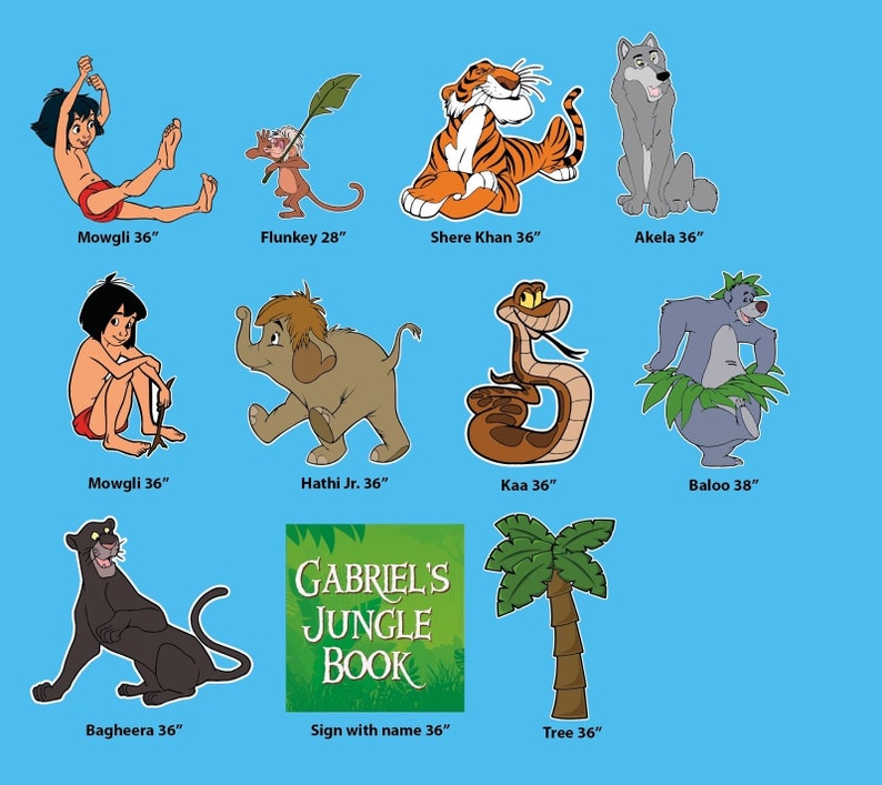 The Book of the Jungle Personalized Party Theme Cut Out or Yard Signs ...