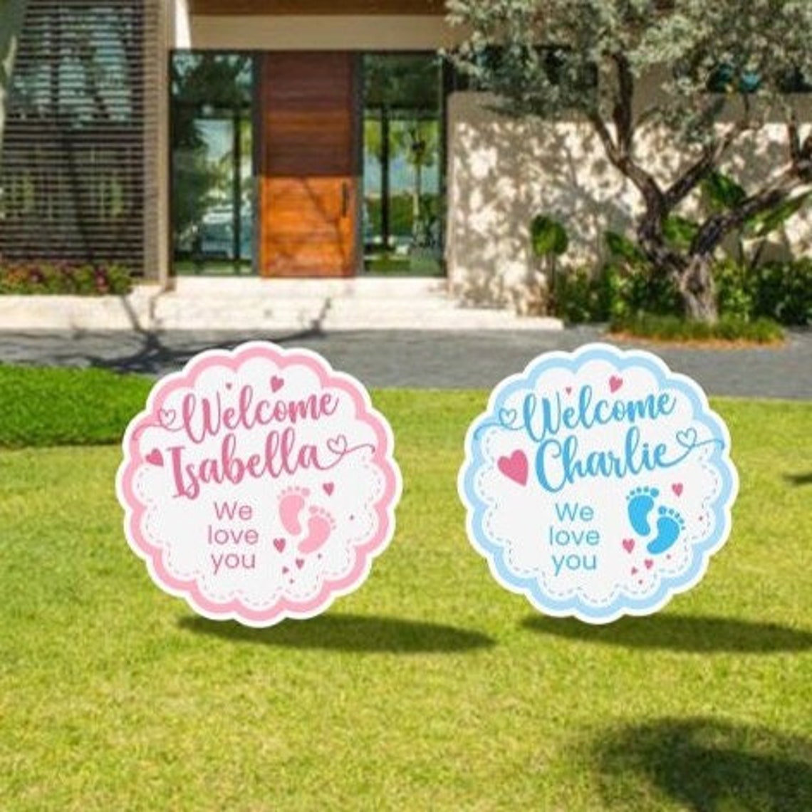 Welcome Home Baby Yard Sign Blue Pink Baby Boy Baby Girl - Etsy