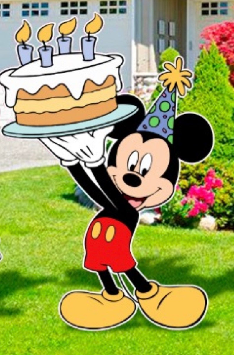Happy Birthday Mickey Mouse and Minnie Mouse Theme Cut Out or Yard Sign ...