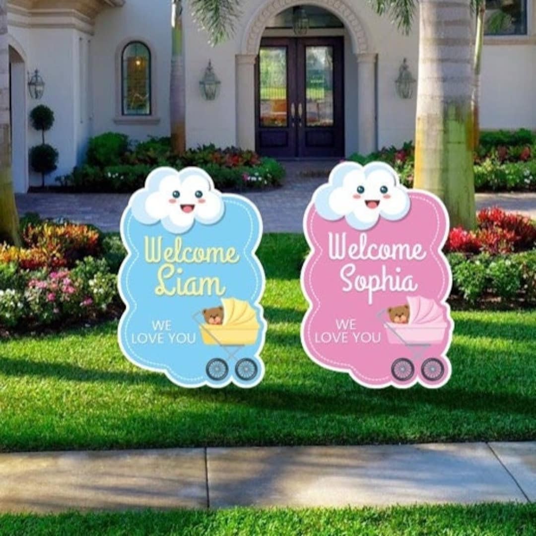 Welcome Home Baby Sign/yard Display/ Blue/pink/boy/girl - Etsy
