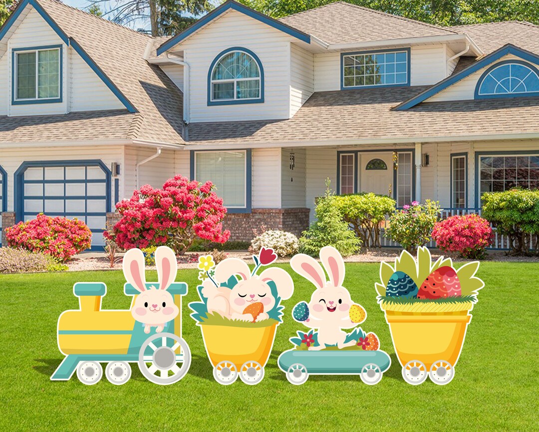 Easter Bunny Train With Eggs Cut Out Yard Sign - Etsy