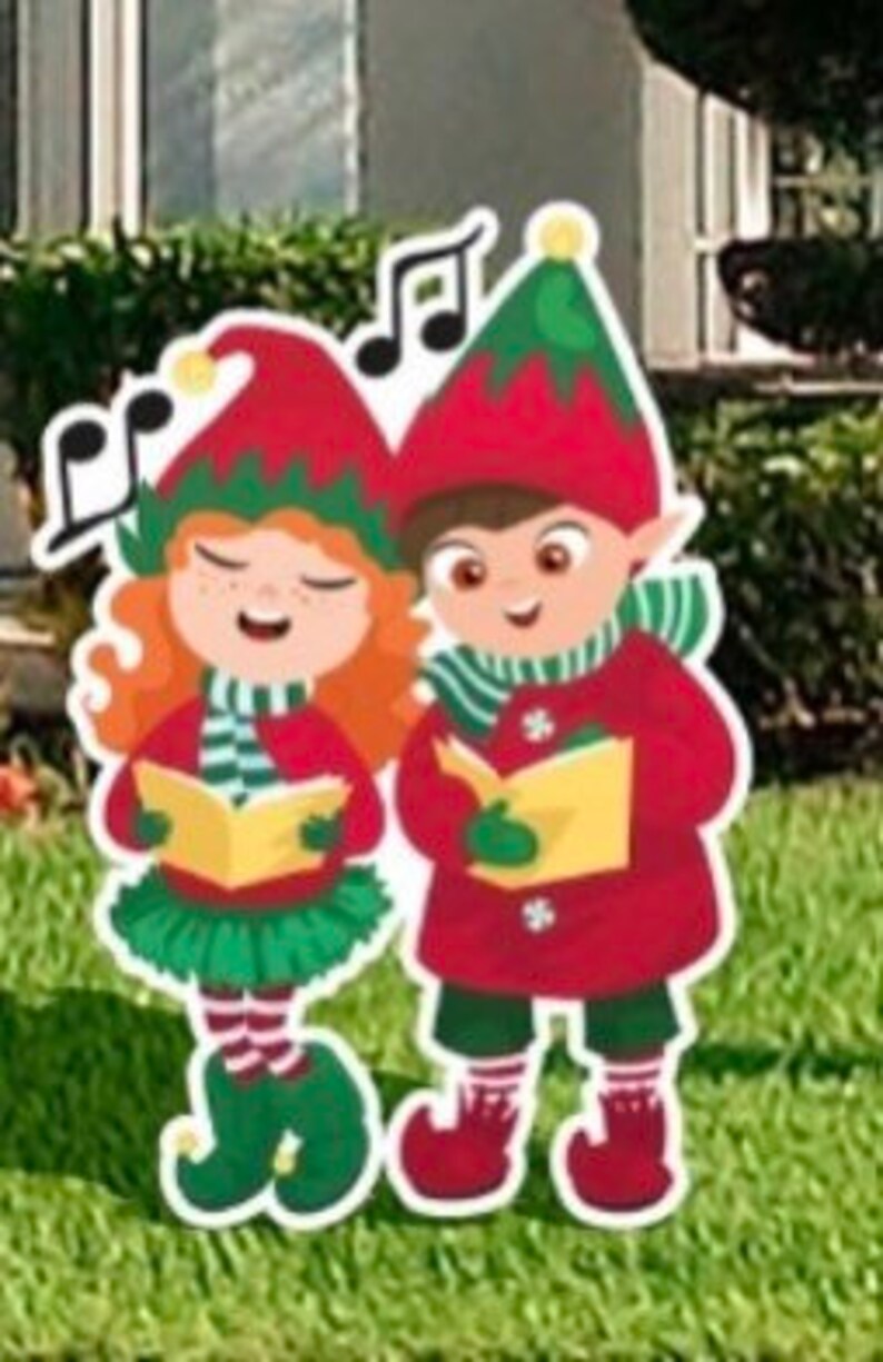 Elf Carolers Elfs Singing Christmas Outdoor Decoration - Etsy